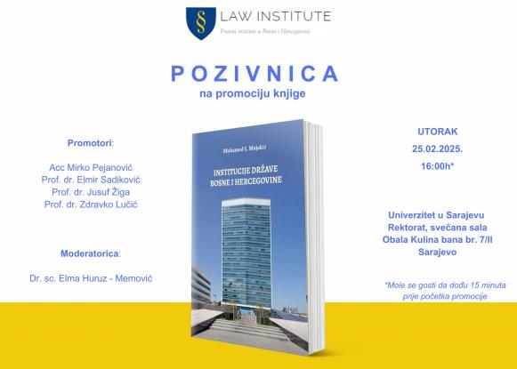 Promocija knjige "Institucije države Bosne i Hercegovine" autora Muhameda Mujakića | University ...